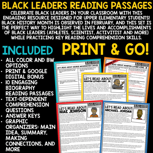 Black History Month Activities Reading Comprehension Passages - The ...