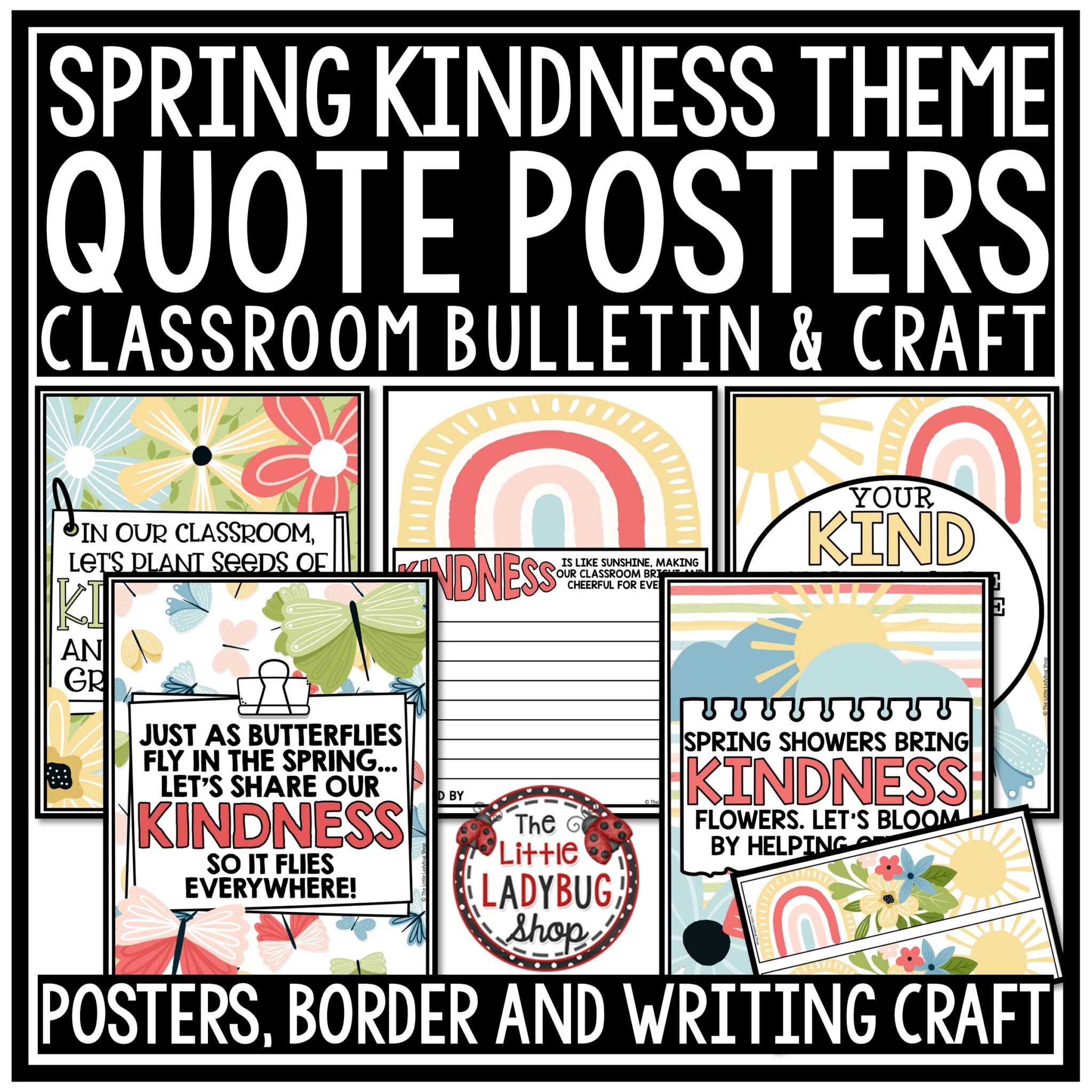 March April Springtime Kindness Bulletin Board - The Little Ladybug Shop
