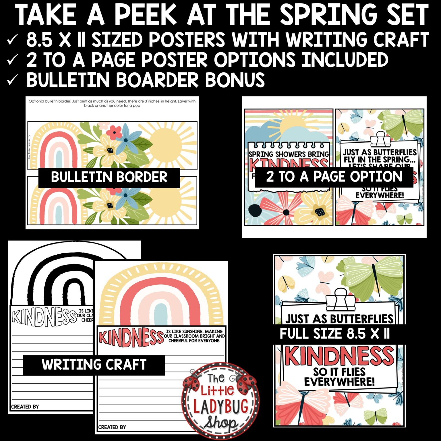 March April Springtime Kindness Bulletin Board - The Little Ladybug Shop