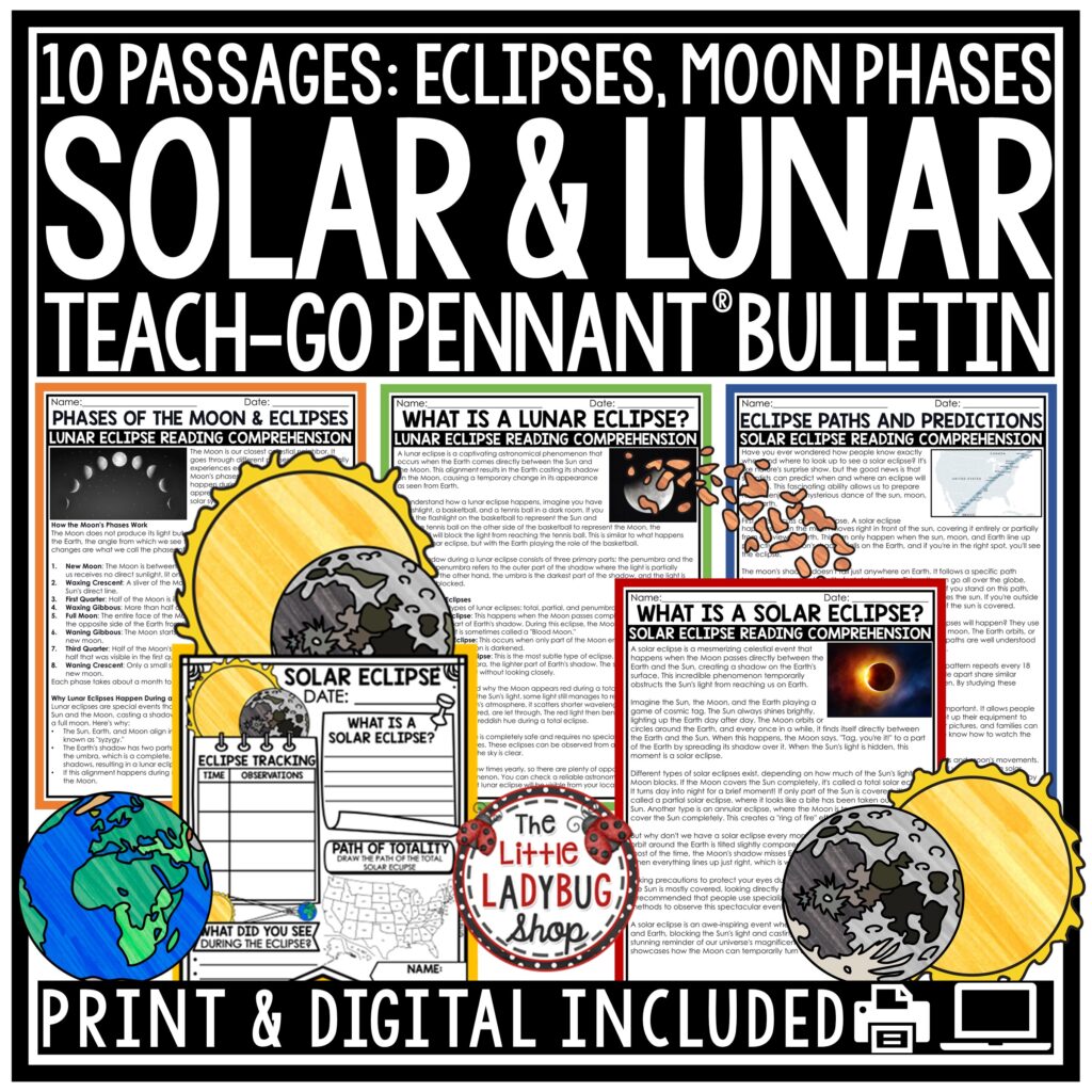 Lunar and Solar Eclipse Reading and Writing Activities - The Little ...