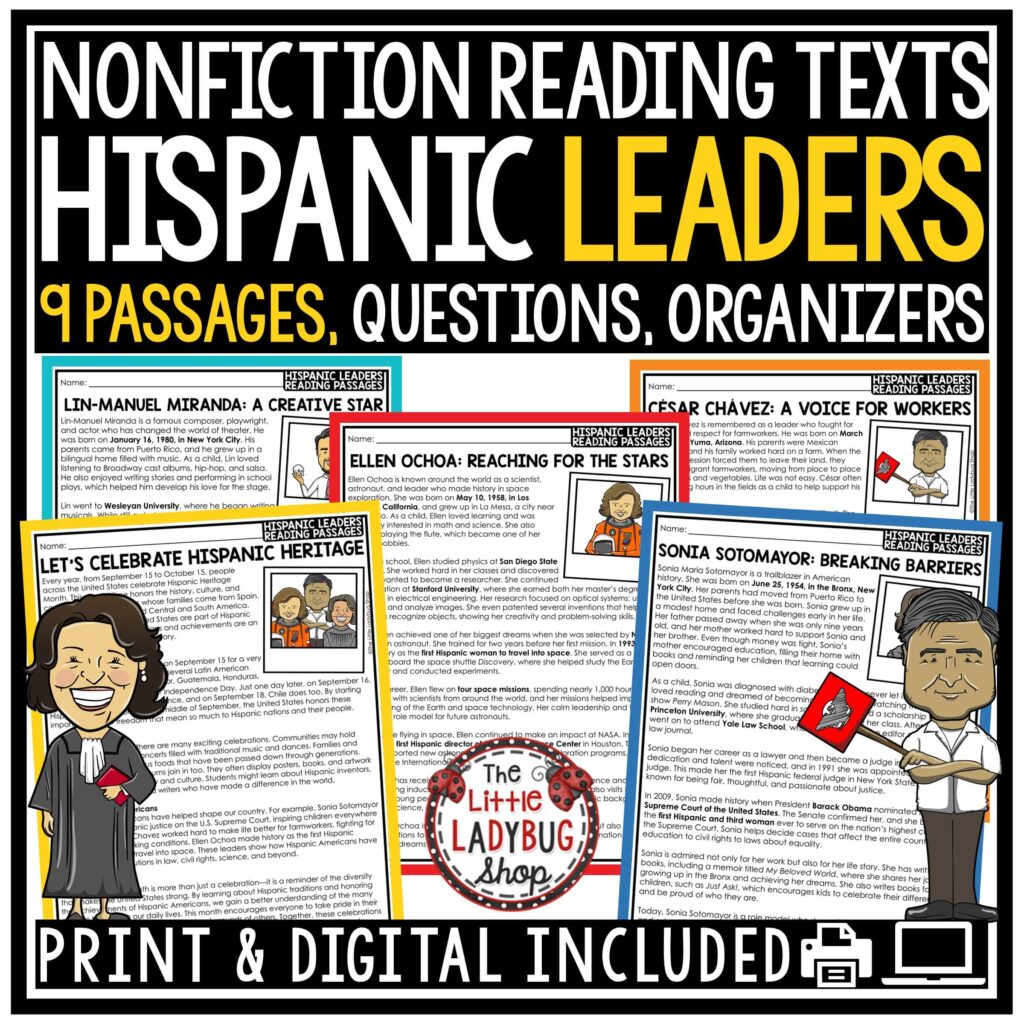 Hispanic Heritage Month Activities Reading Passages 3rd 4th Grade - The ...