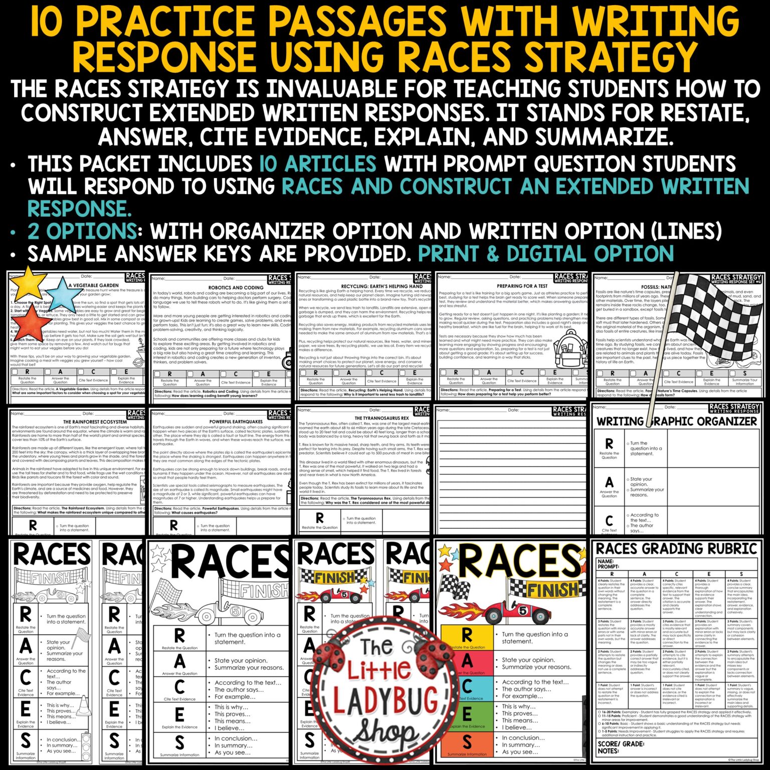 RACES Writing Strategy Passages Practice 3rd 4th Grade - The Little ...