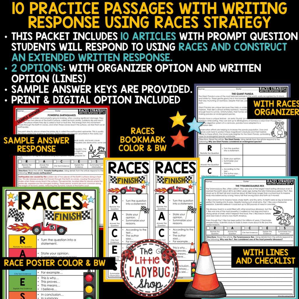 RACES Writing Strategy Passages Practice 3rd 4th Grade - The Little ...