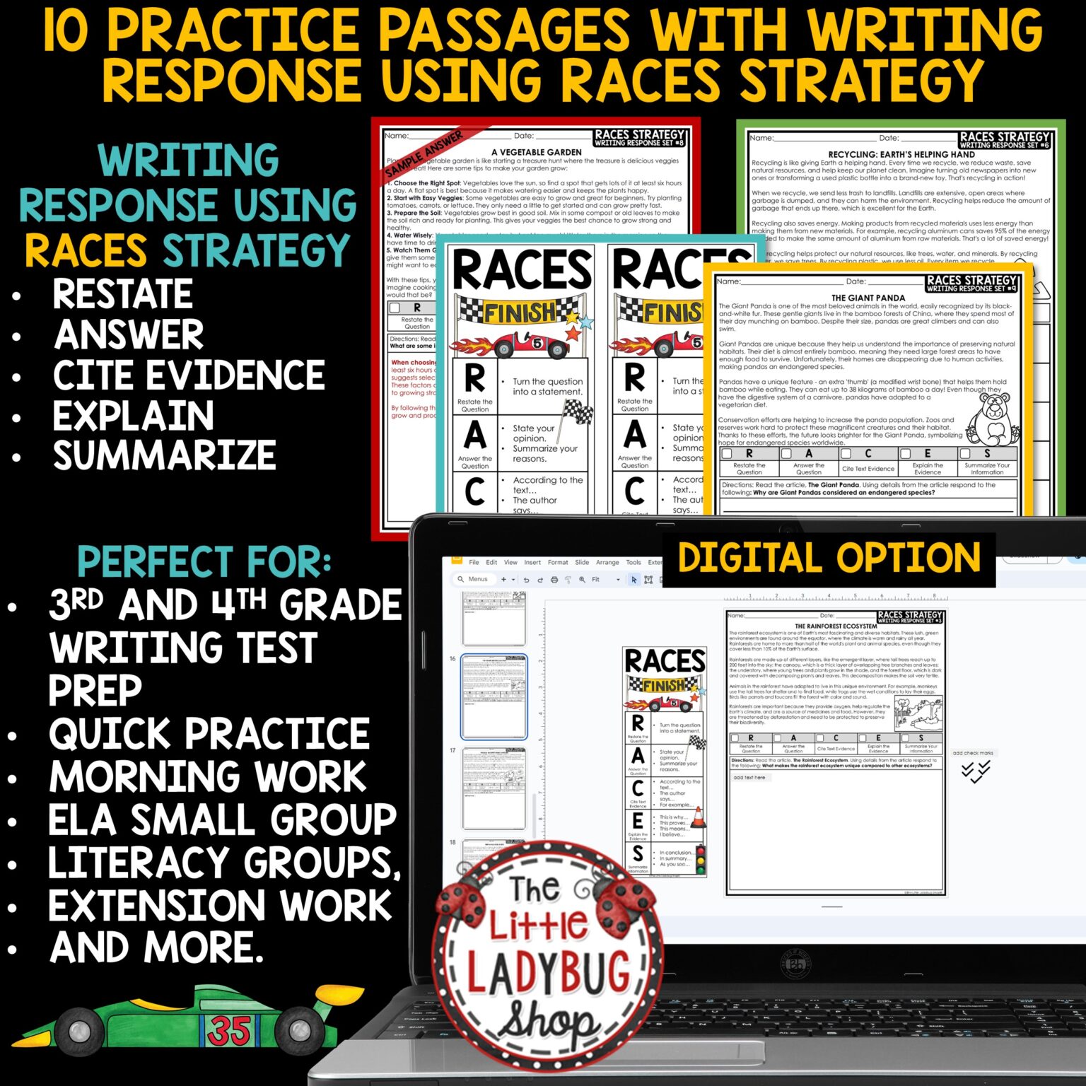 RACES Writing Strategy Passages Practice 3rd 4th Grade - The Little ...