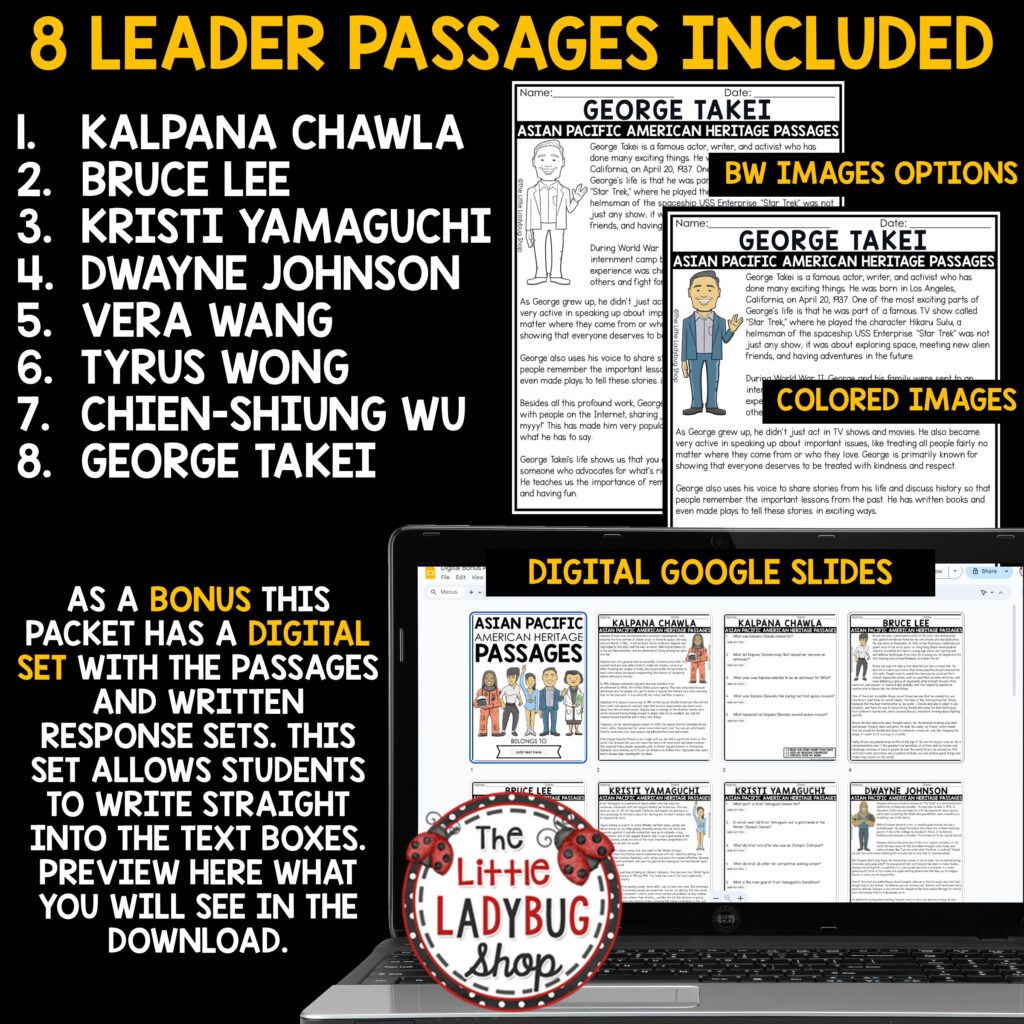 Asian American Pacific Islander Heritage Month Reading Passages - The ...