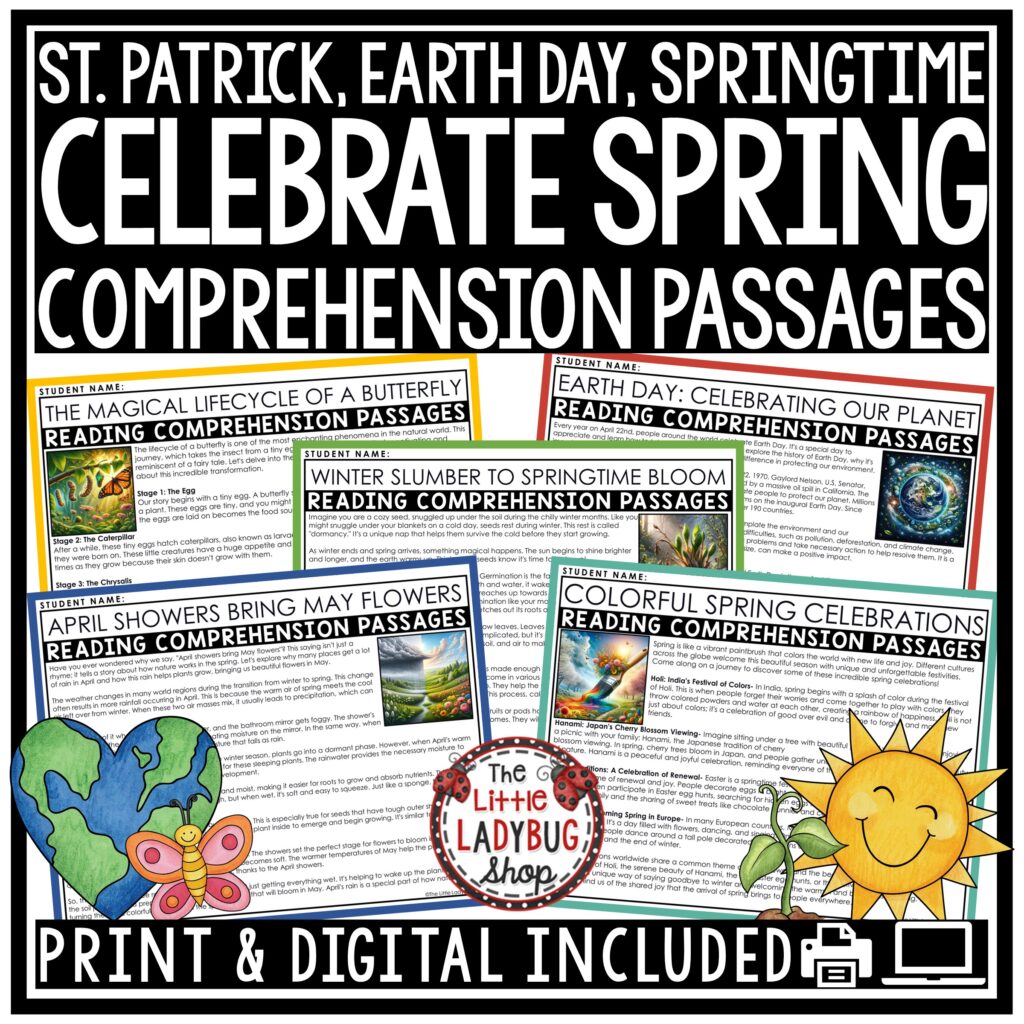 Earth Day Spring March Reading Passages 3rd 4th Grade - The Little ...