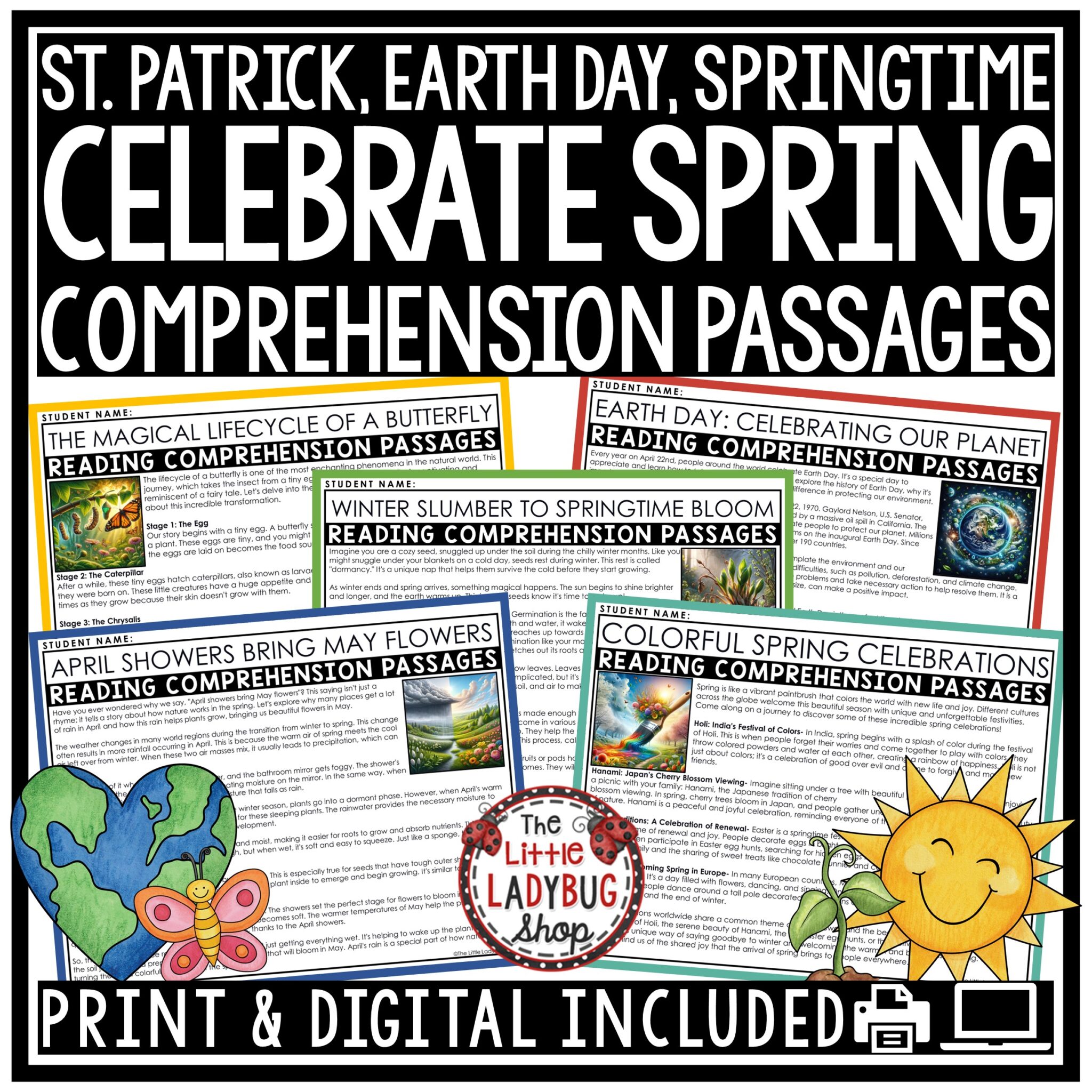 Earth Day Spring March Reading Passages 3rd 4th Grade - The Little ...
