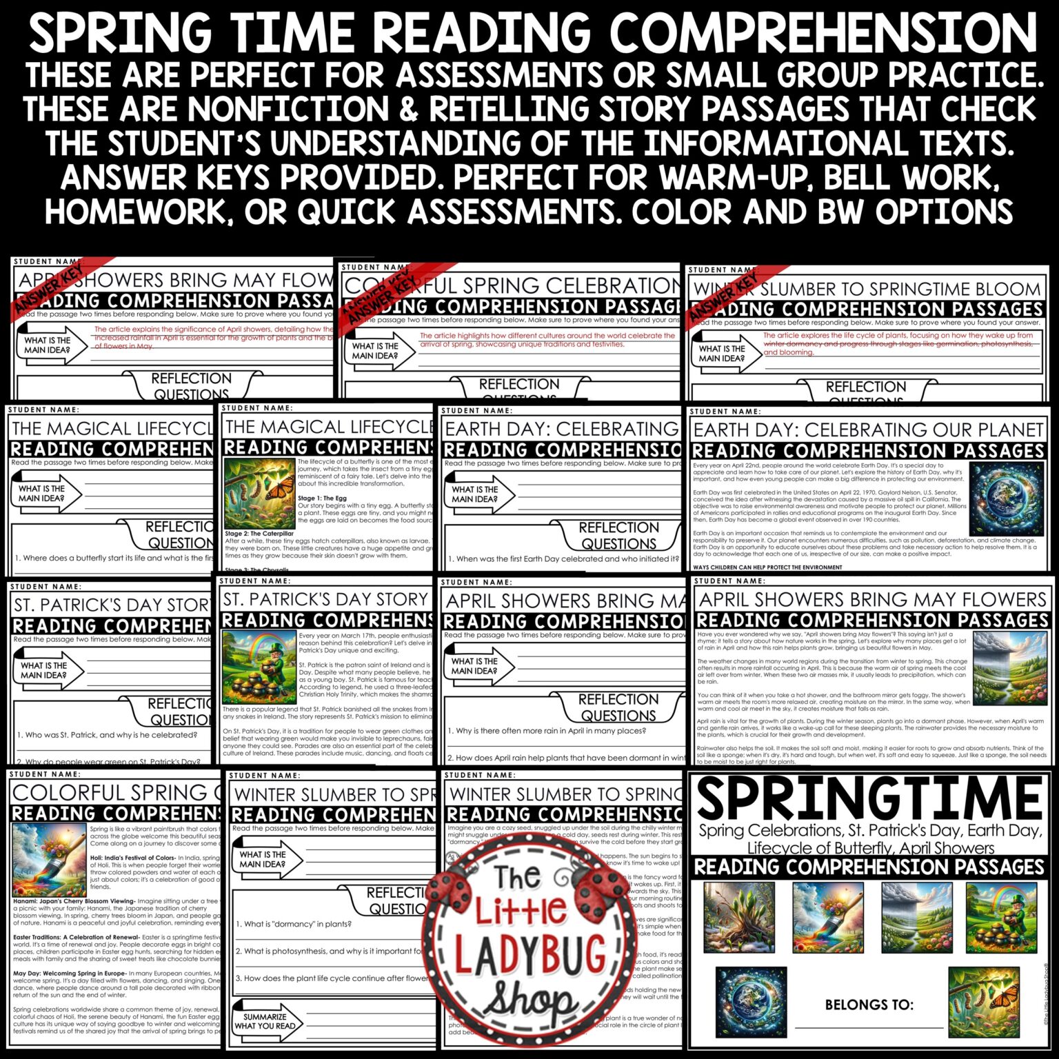 Earth Day Spring March Reading Passages 3rd 4th Grade - The Little ...