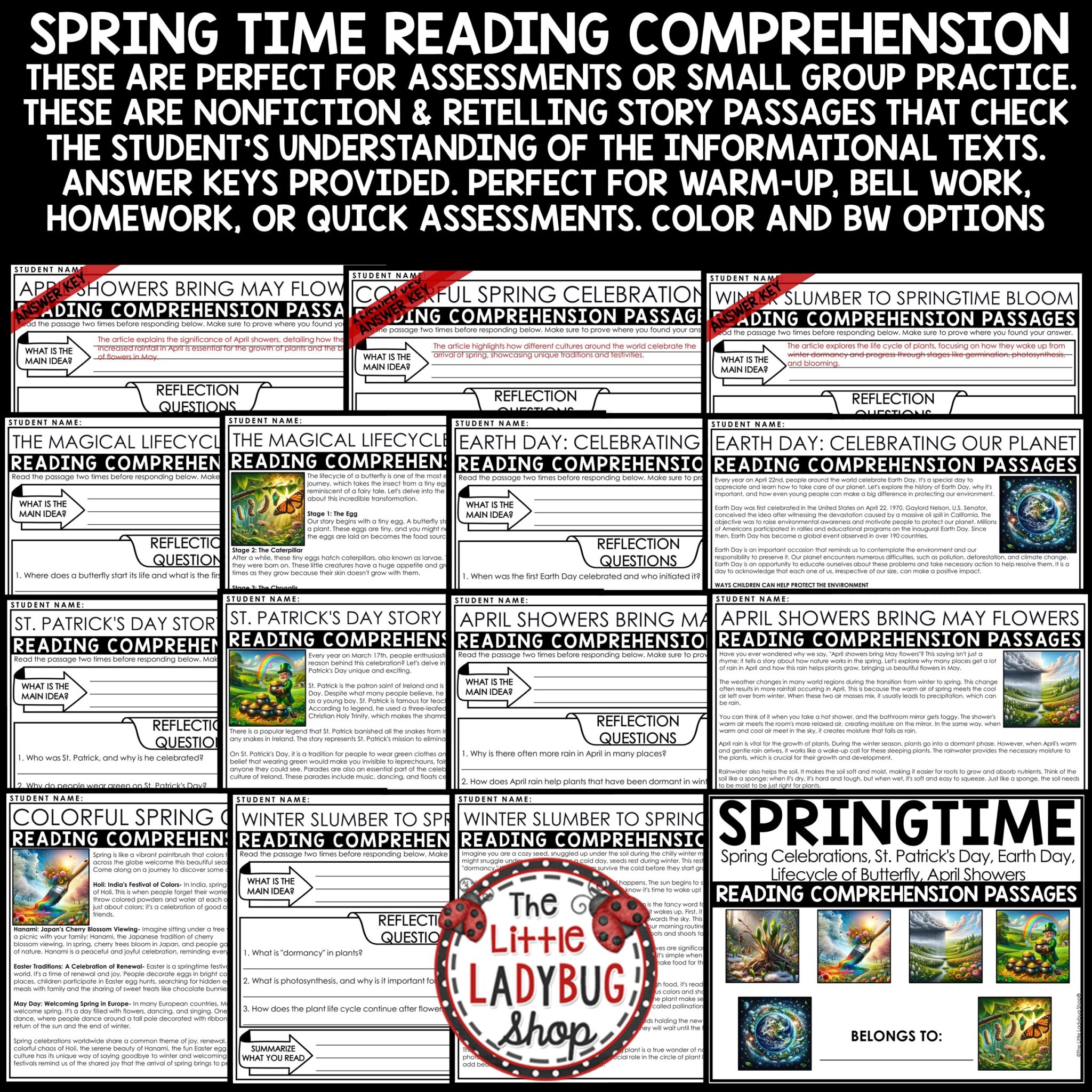Earth Day Spring March Reading Passages 3rd 4th Grade - The Little ...