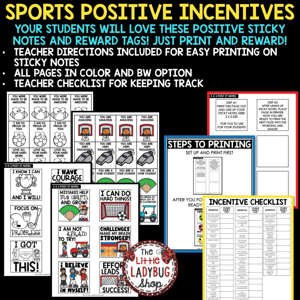 Sports Theme Positive Affirmations Sticky Notes Home Templates - The ...