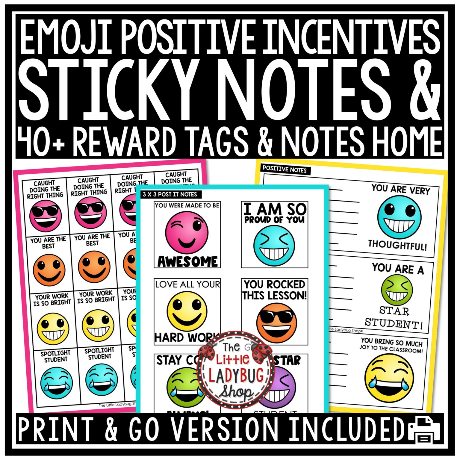 Emoji Positive Affirmations Sticky Notes Home Templates - The Little ...
