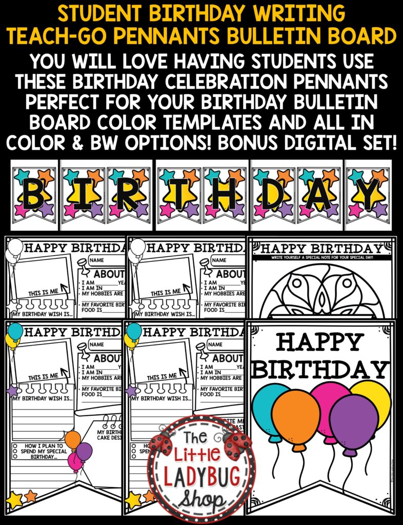 Birthday Celebration Writing Pennant Bulletin Board - The Little ...