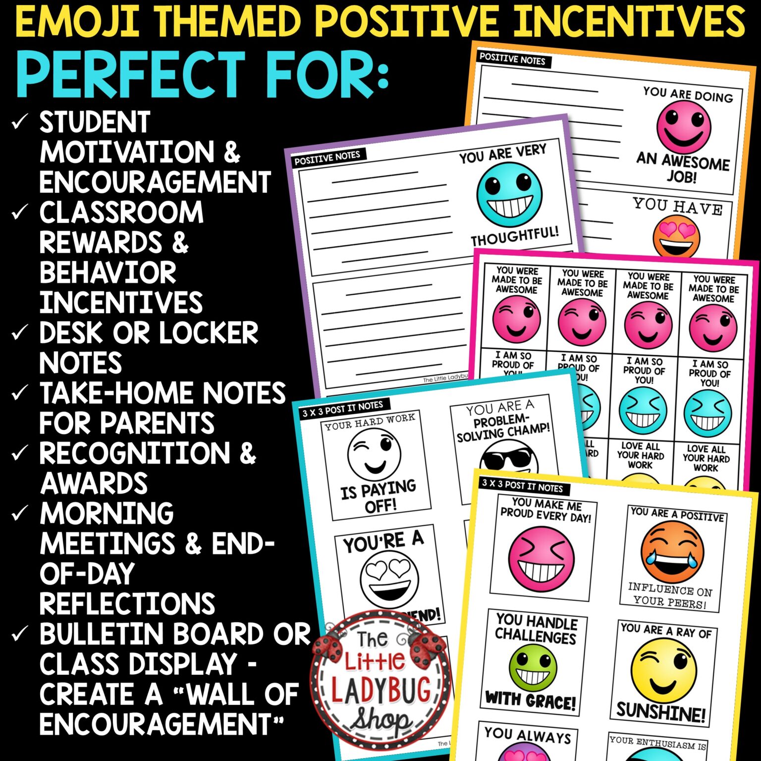 Emoji Positive Affirmations Sticky Notes Home Templates - The Little ...