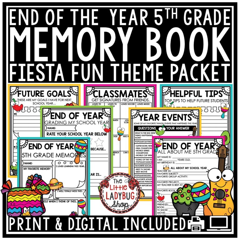 End of Year Memory Book 5th Grade Fiesta Theme - The Little Ladybug Shop