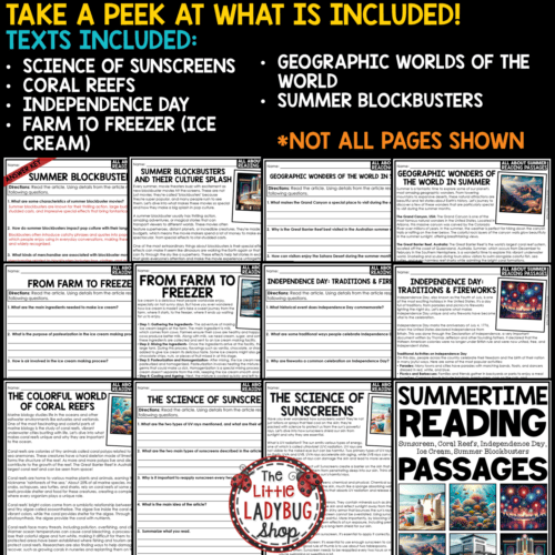 June May Summer Reading Passages Review Packet 3rd 4th Grade - The ...