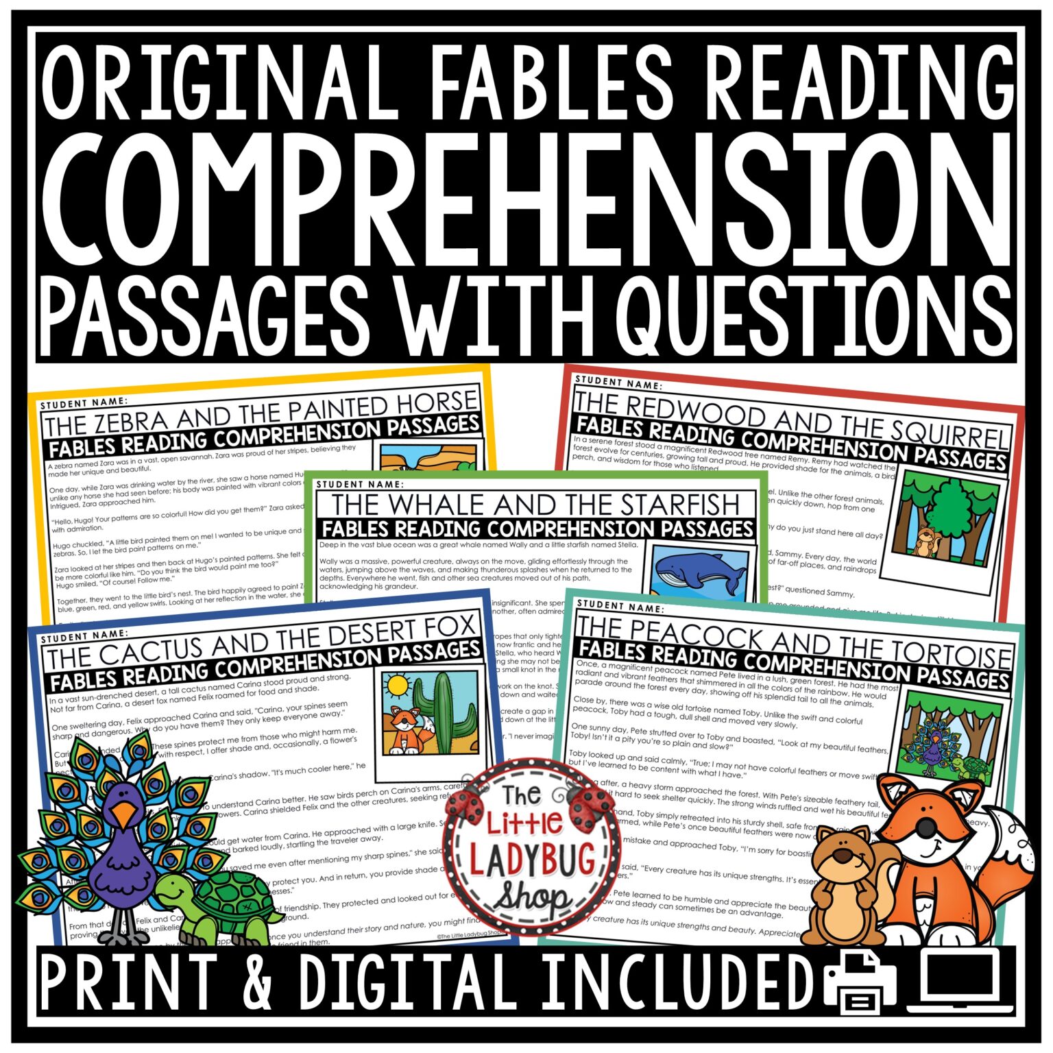 Finding Theme Fables Reading Comprehension Passages - The Little ...