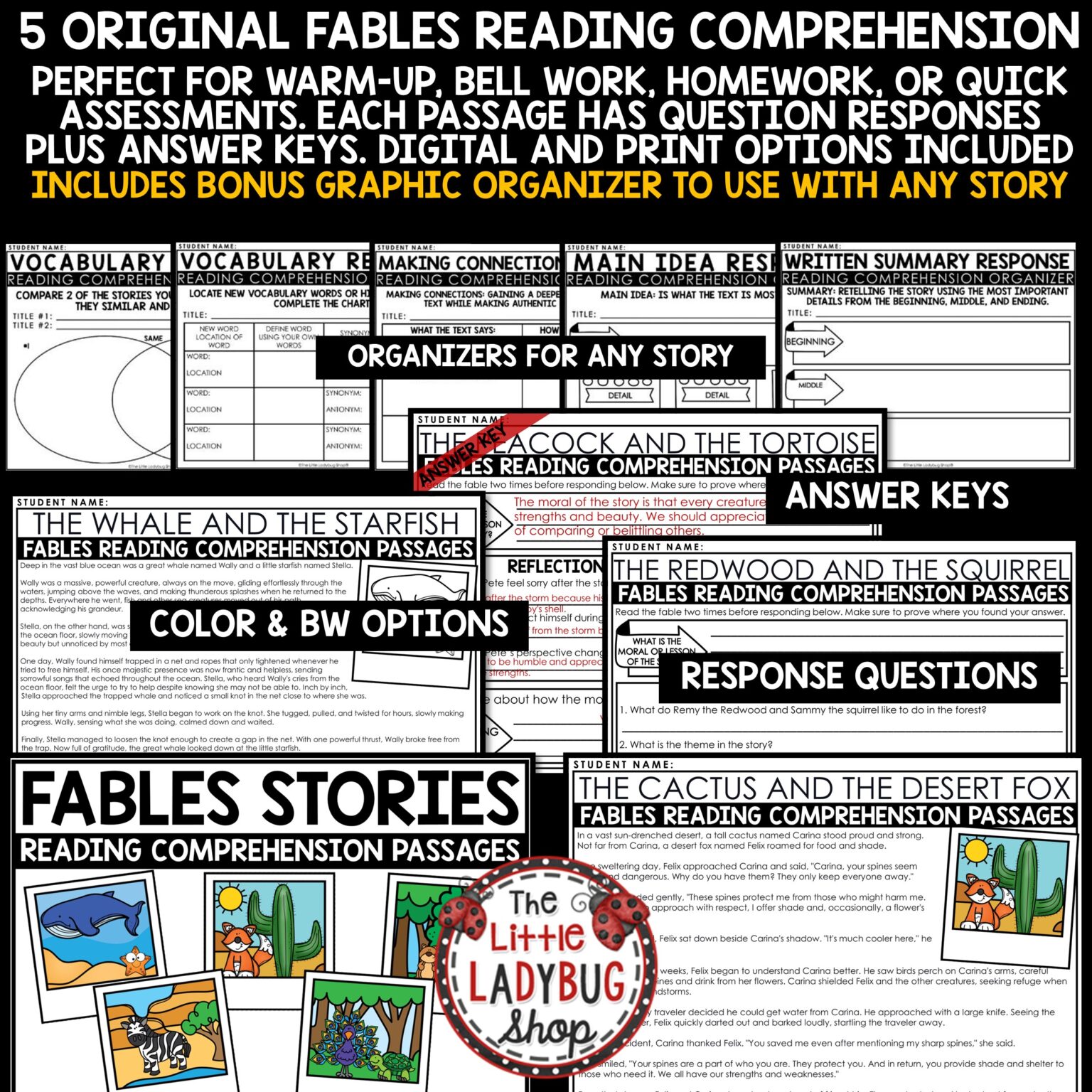 Finding Theme Fables Reading Comprehension Passages - The Little ...