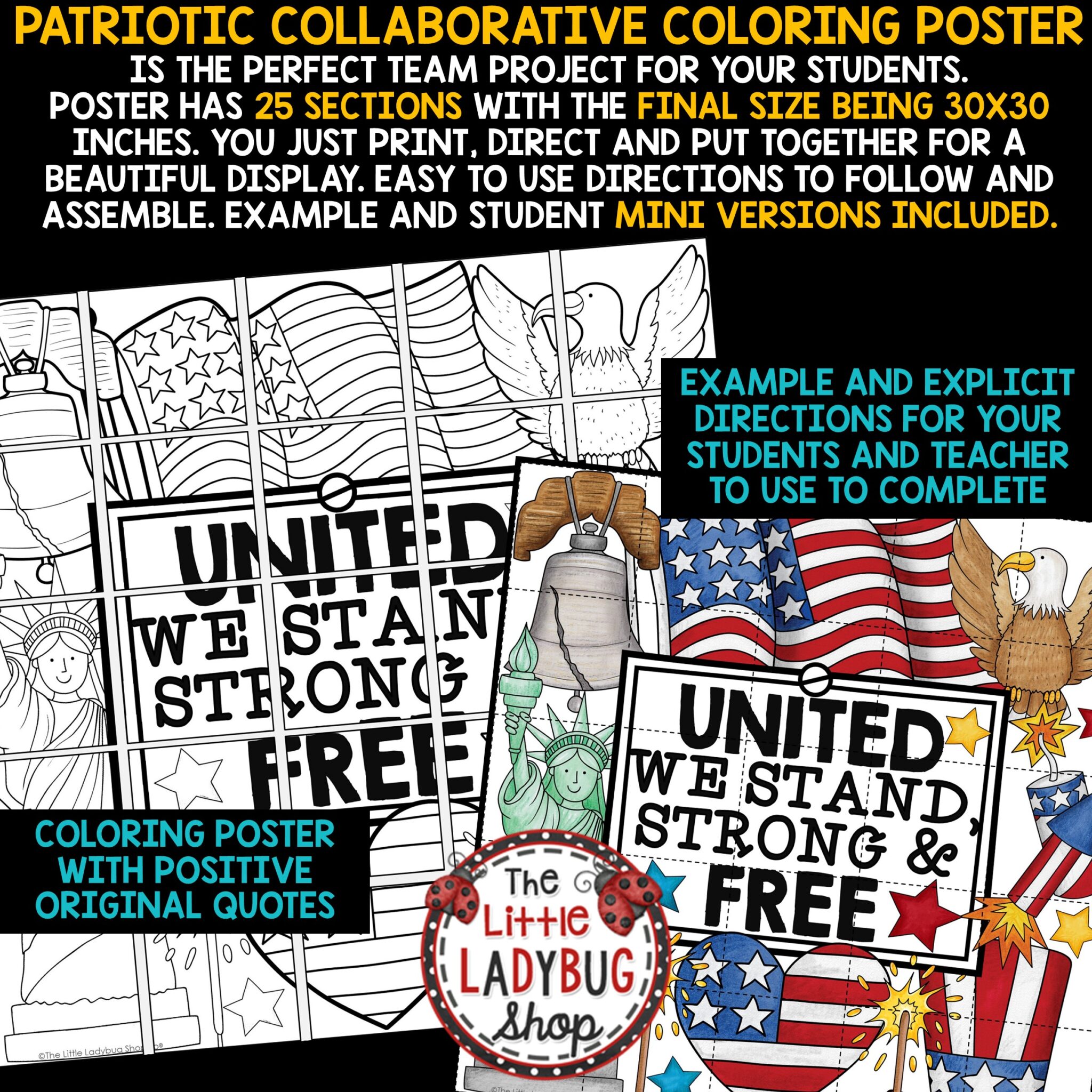 Patriotic 4th of July Memorial Day Collaborative Coloring Poster - The ...