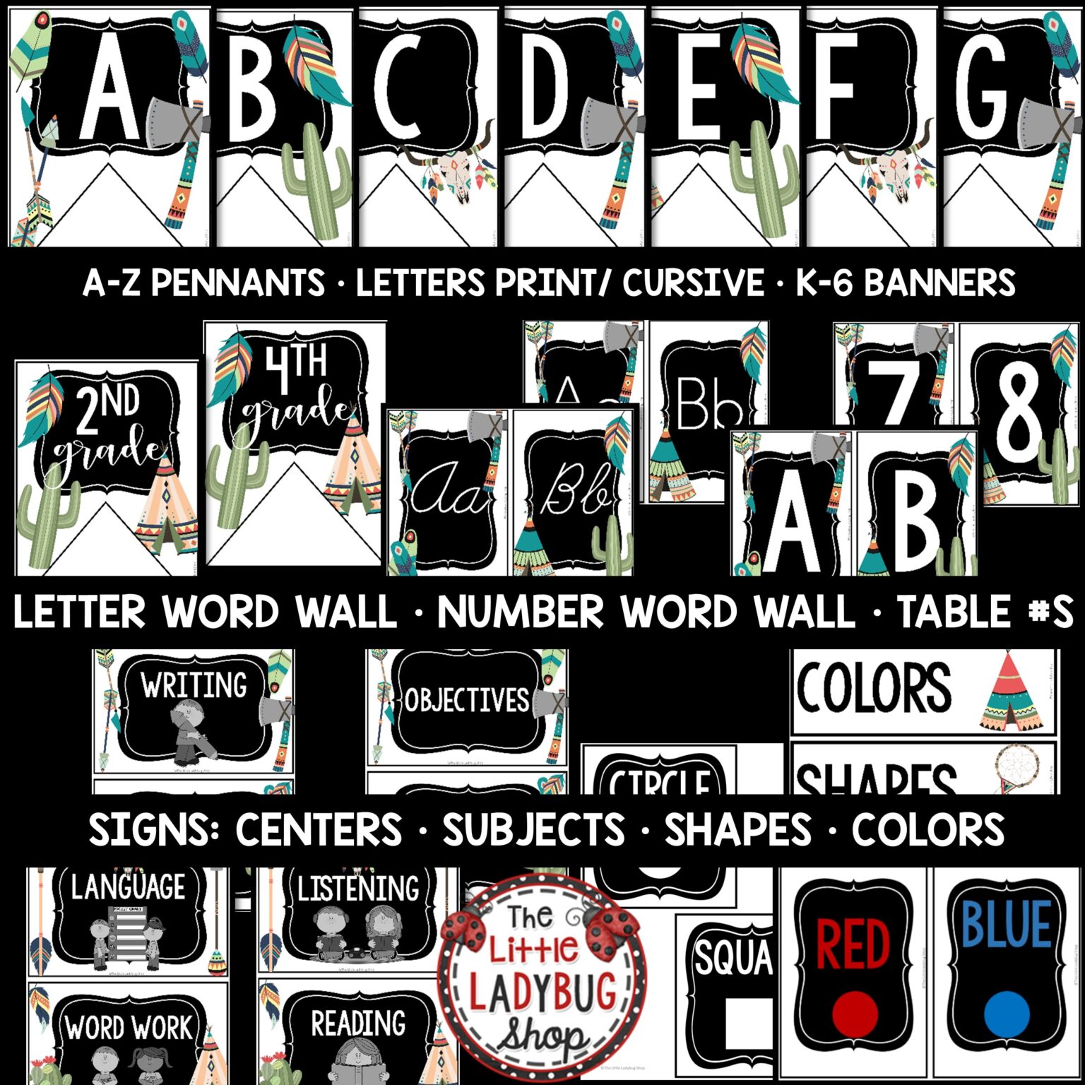 Boho Tribal Cactus Theme Classroom Décor - The Little Ladybug Shop