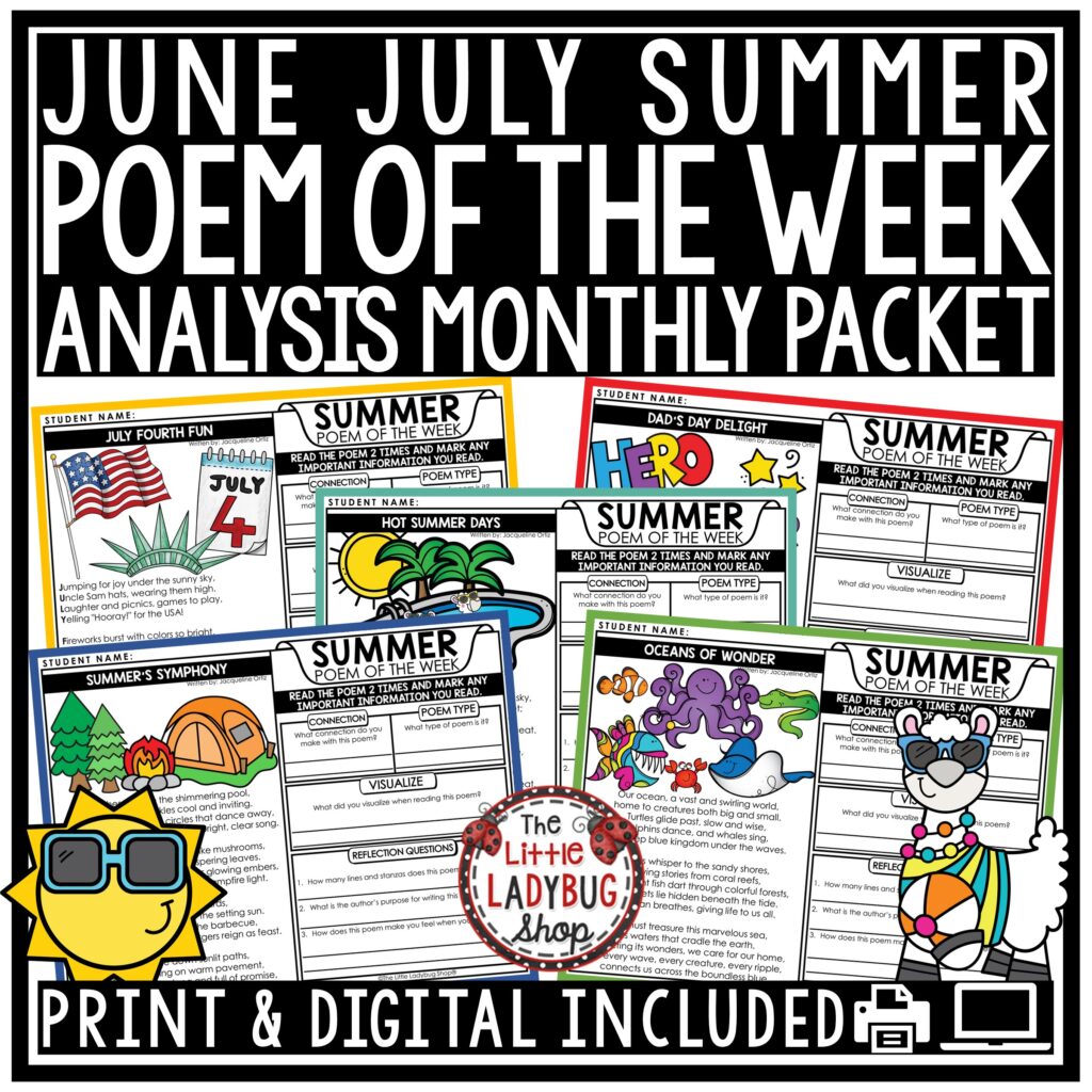 Summer June July Poem of the Week Poetry Analysis - The Little Ladybug Shop