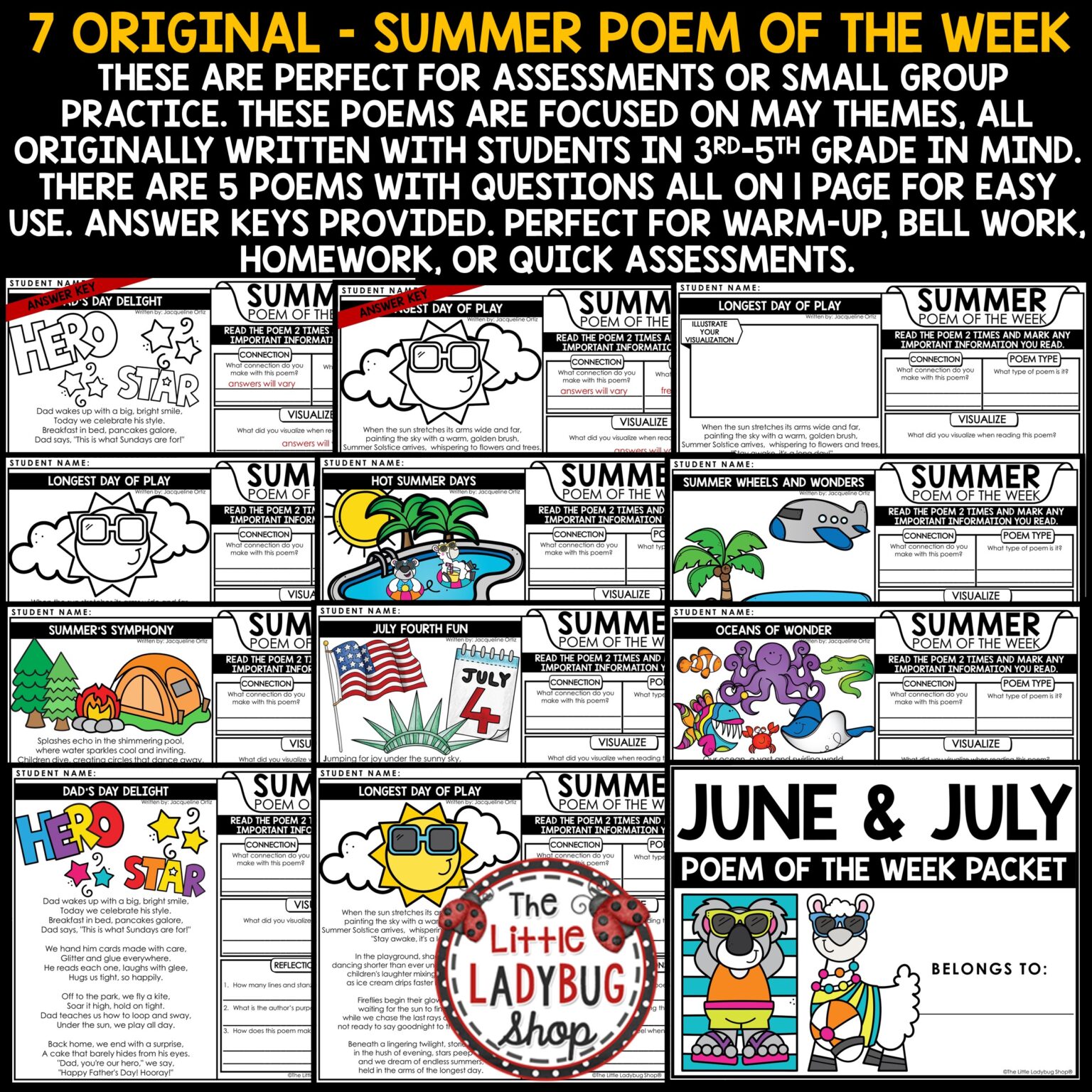 Summer June July Poem of the Week Poetry Analysis - The Little Ladybug Shop