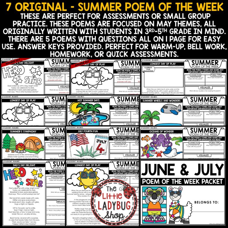 Summer June July Poem of the Week Poetry Analysis - The Little Ladybug Shop