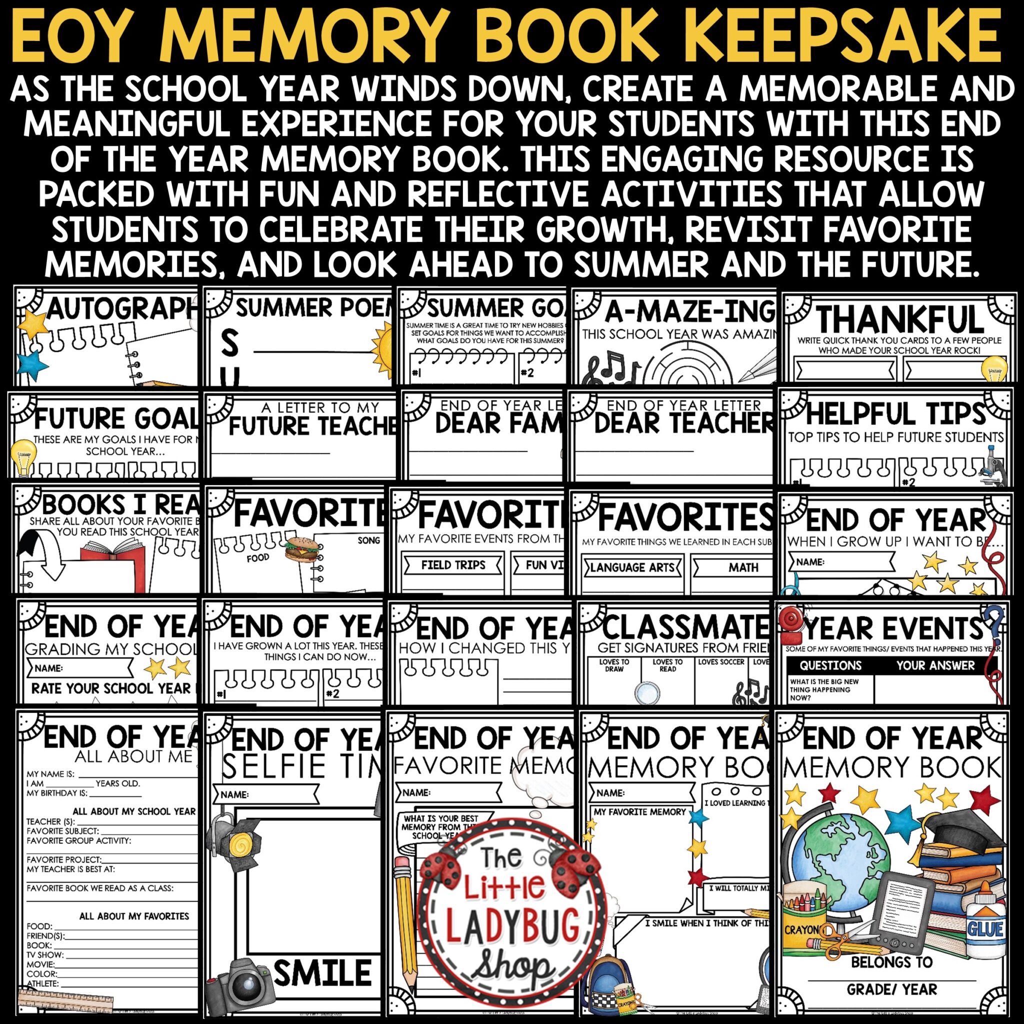 Last Week of School End of Year Memory Book 3rd 4th 5th Grade - The ...
