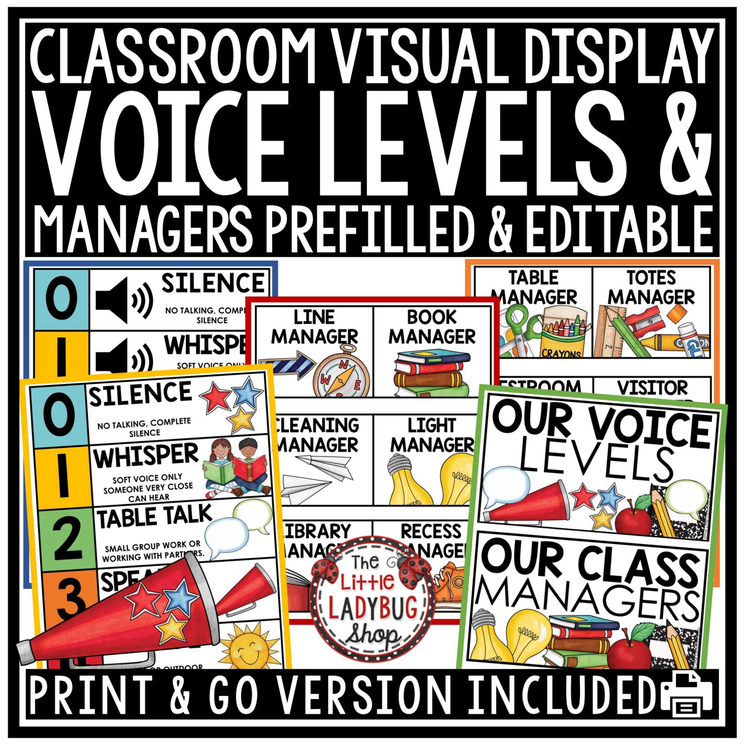Class Voice Level Charts Posters Student Jobs Managers - The Little ...