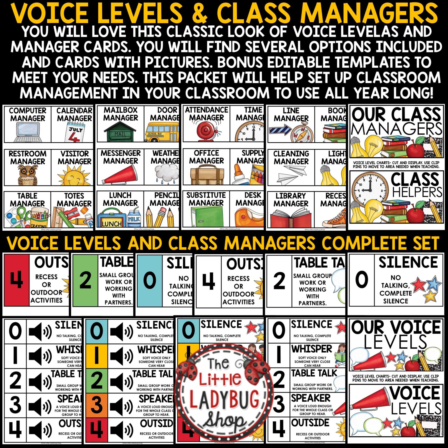 Class Voice Level Charts Posters Student Jobs Managers - The Little ...