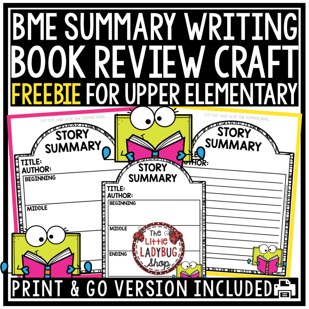 Free Book Review Summary Craft Template Reading Response Activity - The ...