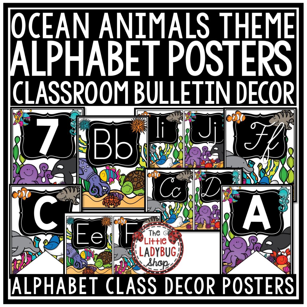 Beach Ocean Animals Print and Cursive Alphabet Posters - The Little ...