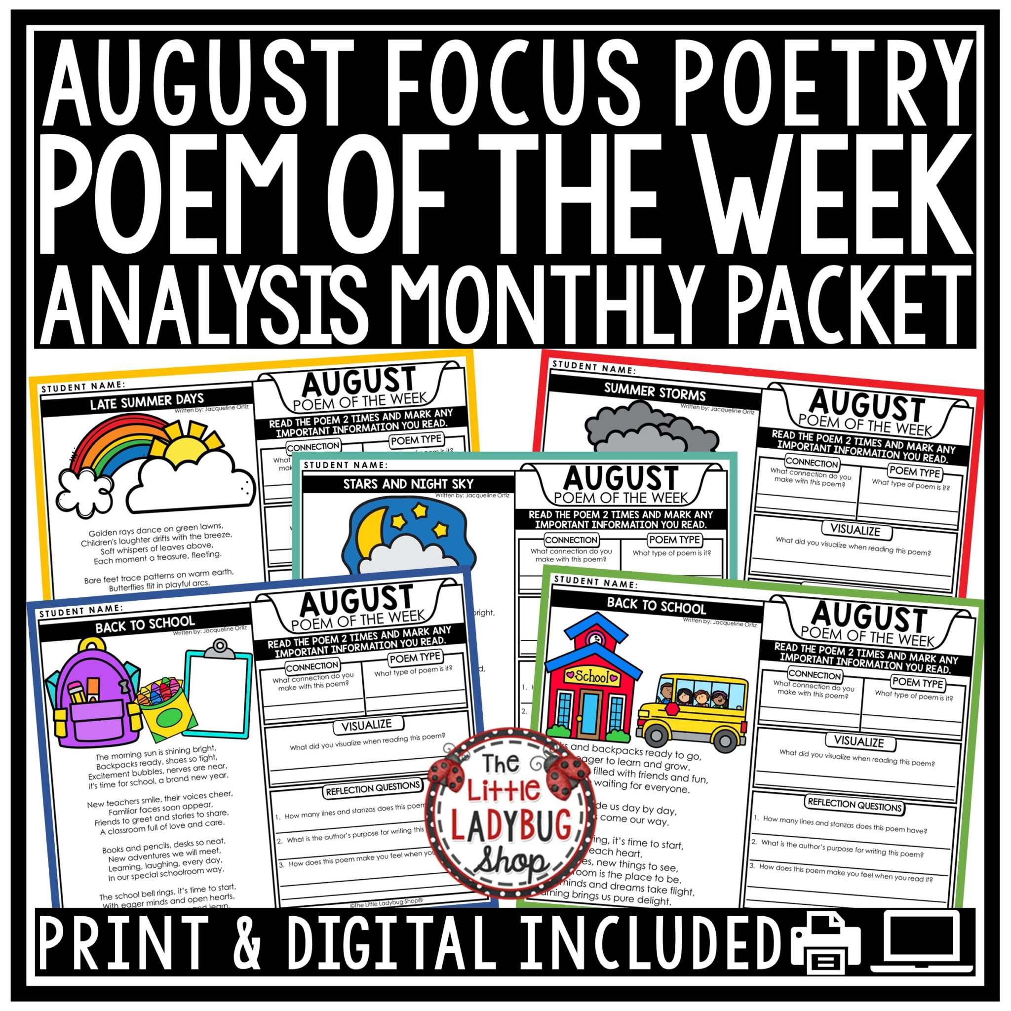 August Back to School Poem of the Week Poetry Analysis - The Little ...