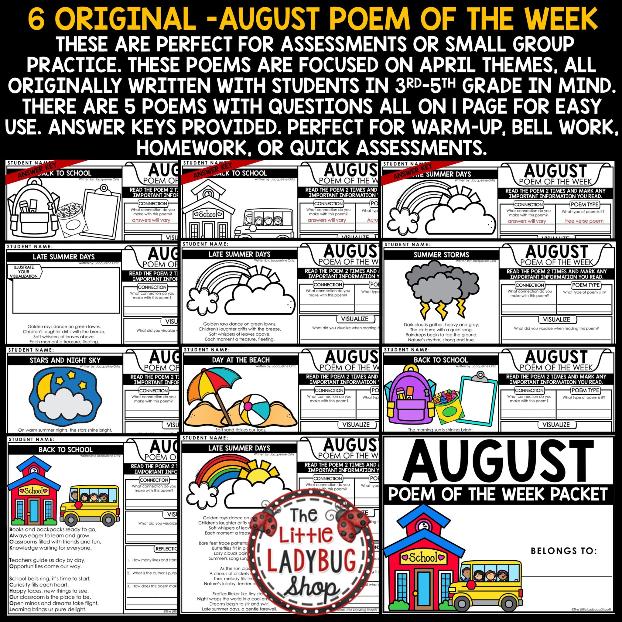 August Back to School Poem of the Week Poetry Analysis - The Little ...