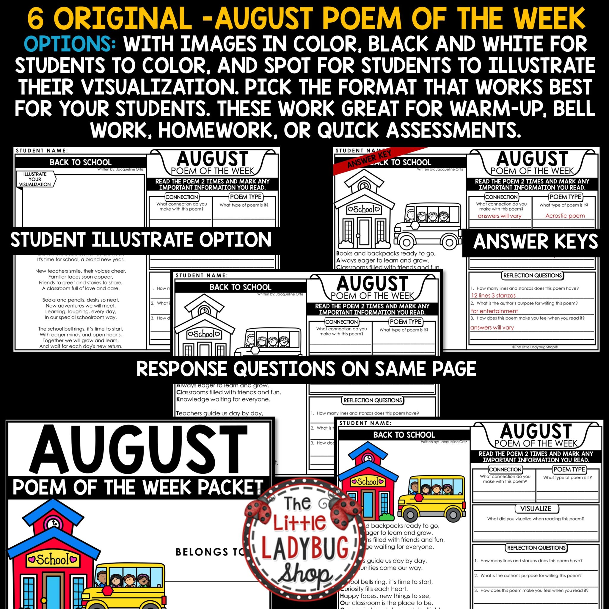 August Back to School Poem of the Week Poetry Analysis - The Little ...