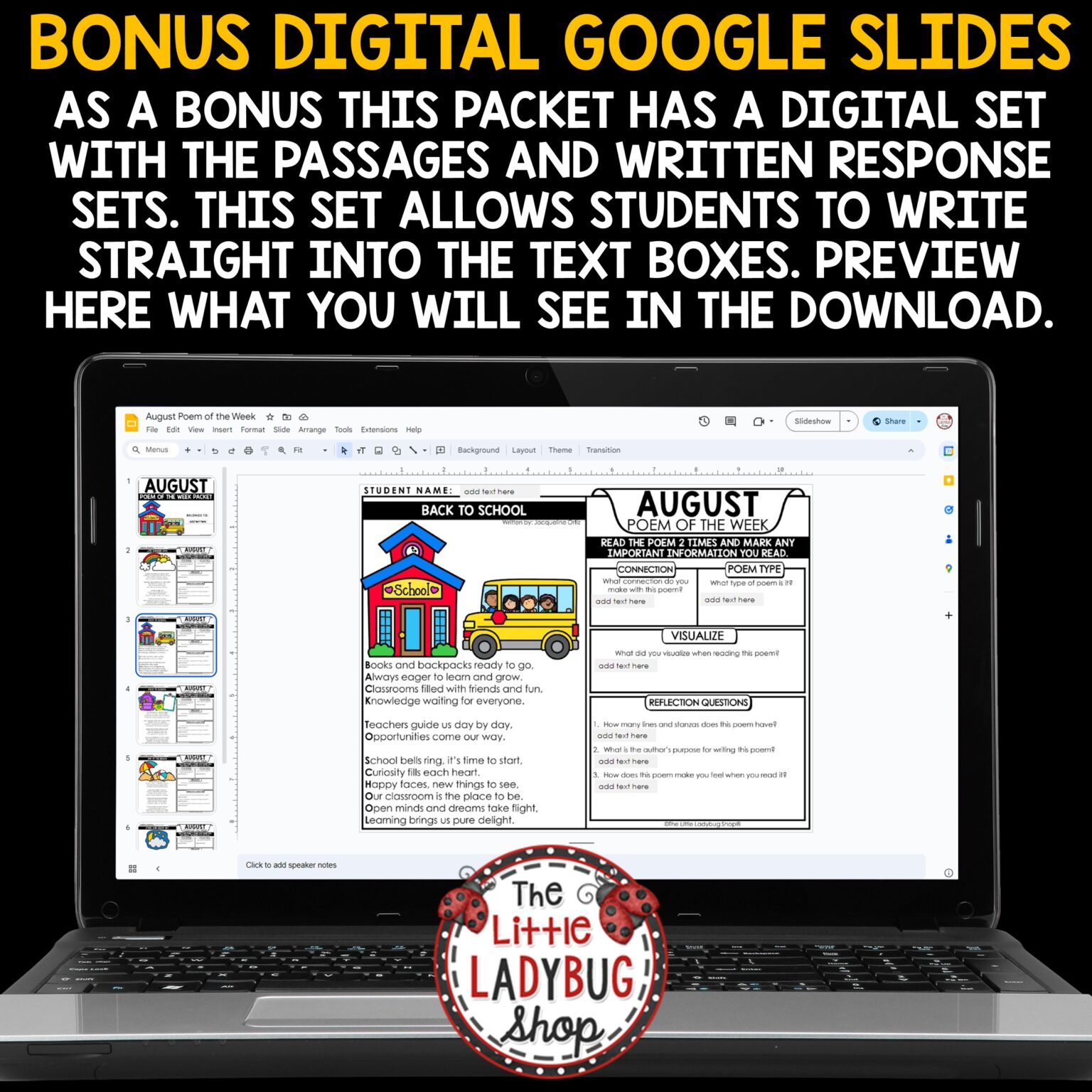 August Back to School Poem of the Week Poetry Analysis - The Little ...