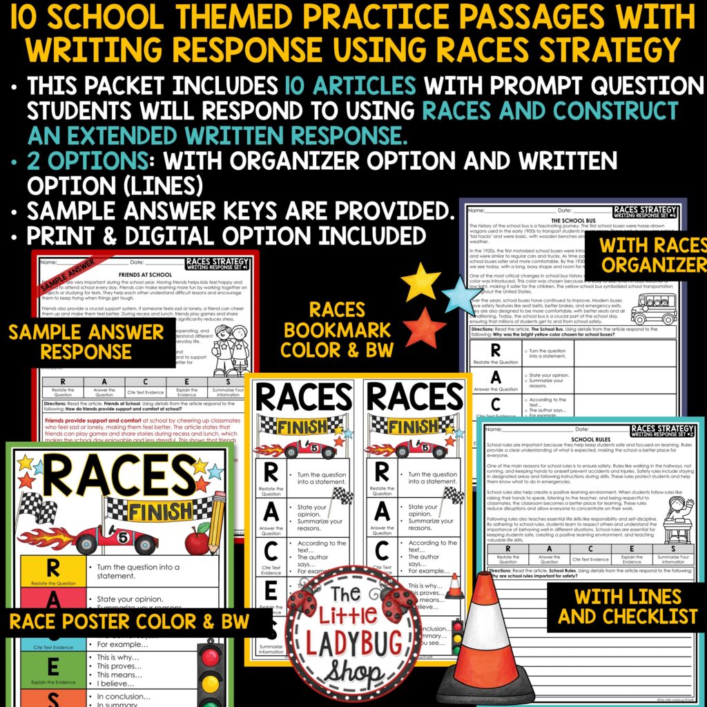 RACES Writing Strategy Citing Text Evidence 3rd 4th Grade - The Little ...