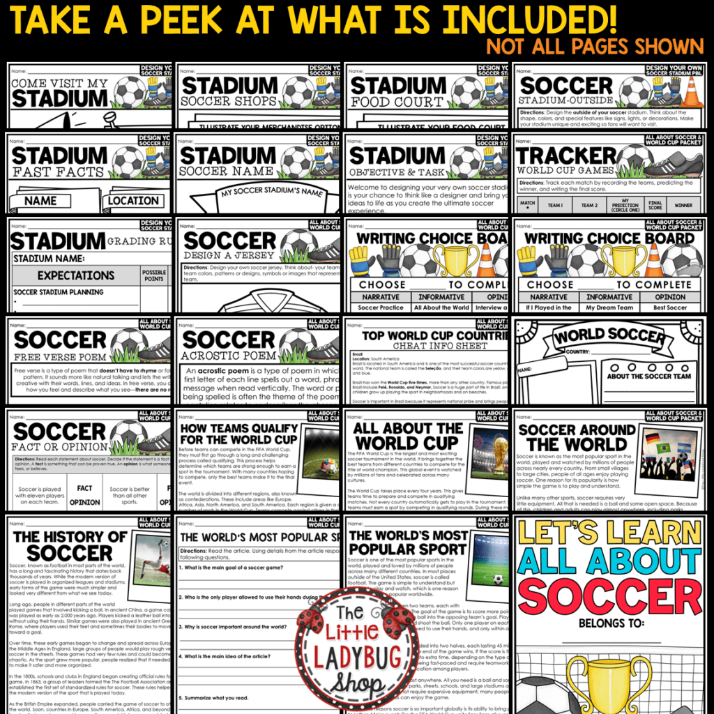 Design a Soccer World Cup Stadium PBL Reading Passages Activities - The ...