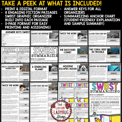Summarizing Reading Passages Summary SWBST Graphic Organizer - The ...