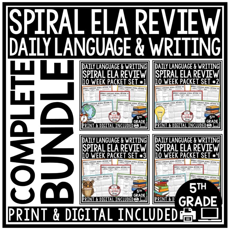 5th Grade Daily ELA Spiral Grammar Language Review - The Little Ladybug ...