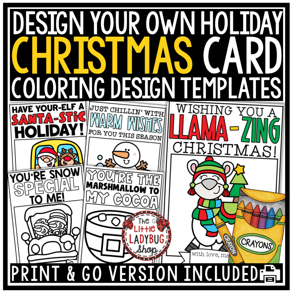 Student Gift Design a Holiday Christmas Card Coloring Pages - The ...