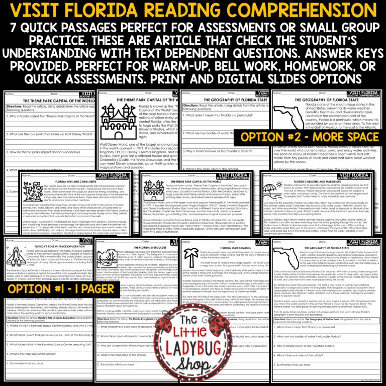Florida State Symbols Geography Reading Passages 3rd 4th Grade - The ...