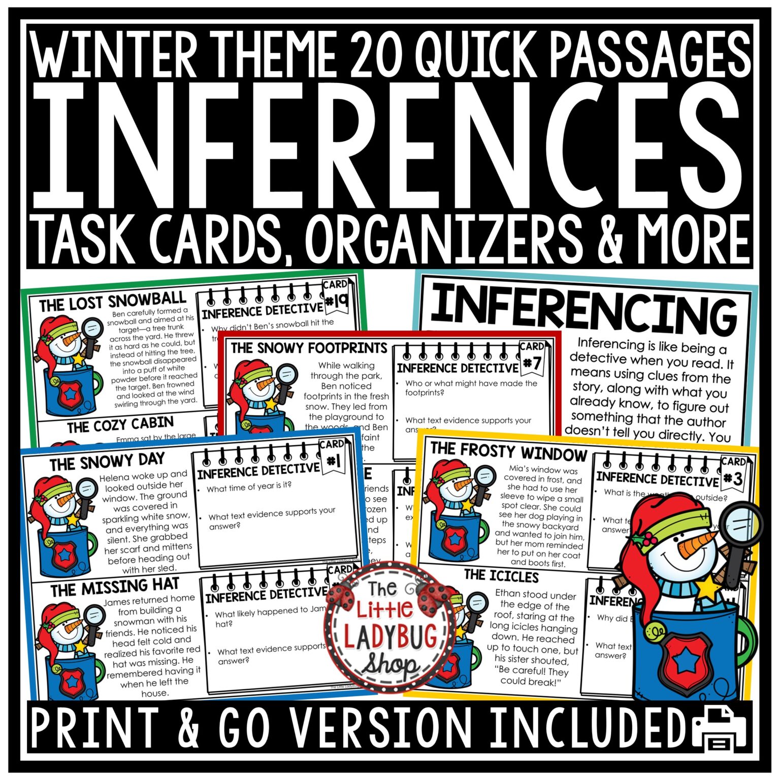 Winter Making Inferences Worksheets 3rd 4th Grade Text Evidence ...