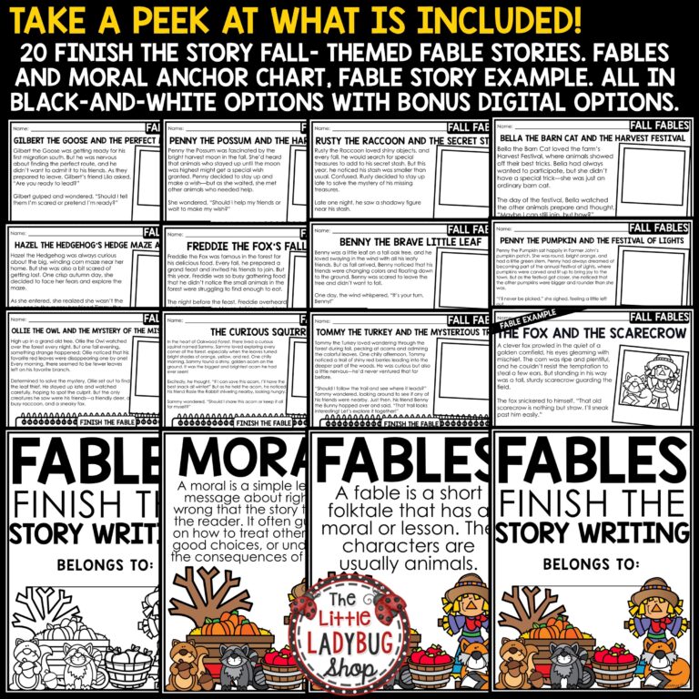 Fall Finish the Fable Story Creative Writing Prompts 3rd 4th Grade ...