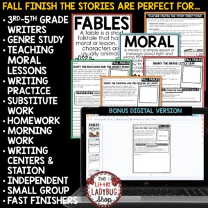 Fall Finish the Fable Story Creative Writing Prompts 3rd 4th Grade ...