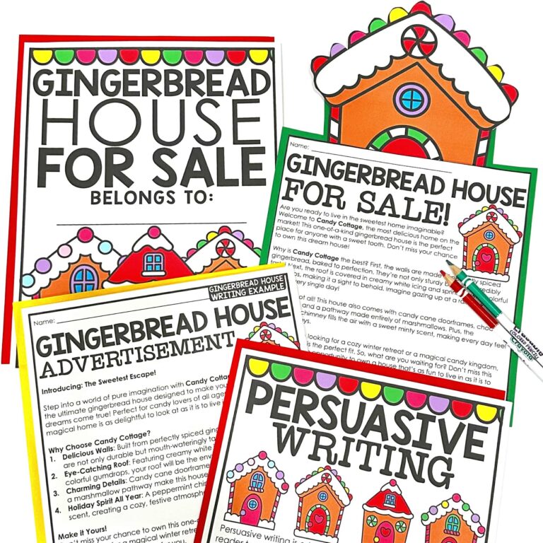 Design and Sale a Gingerbread House Persuasive Writing Project - The ...
