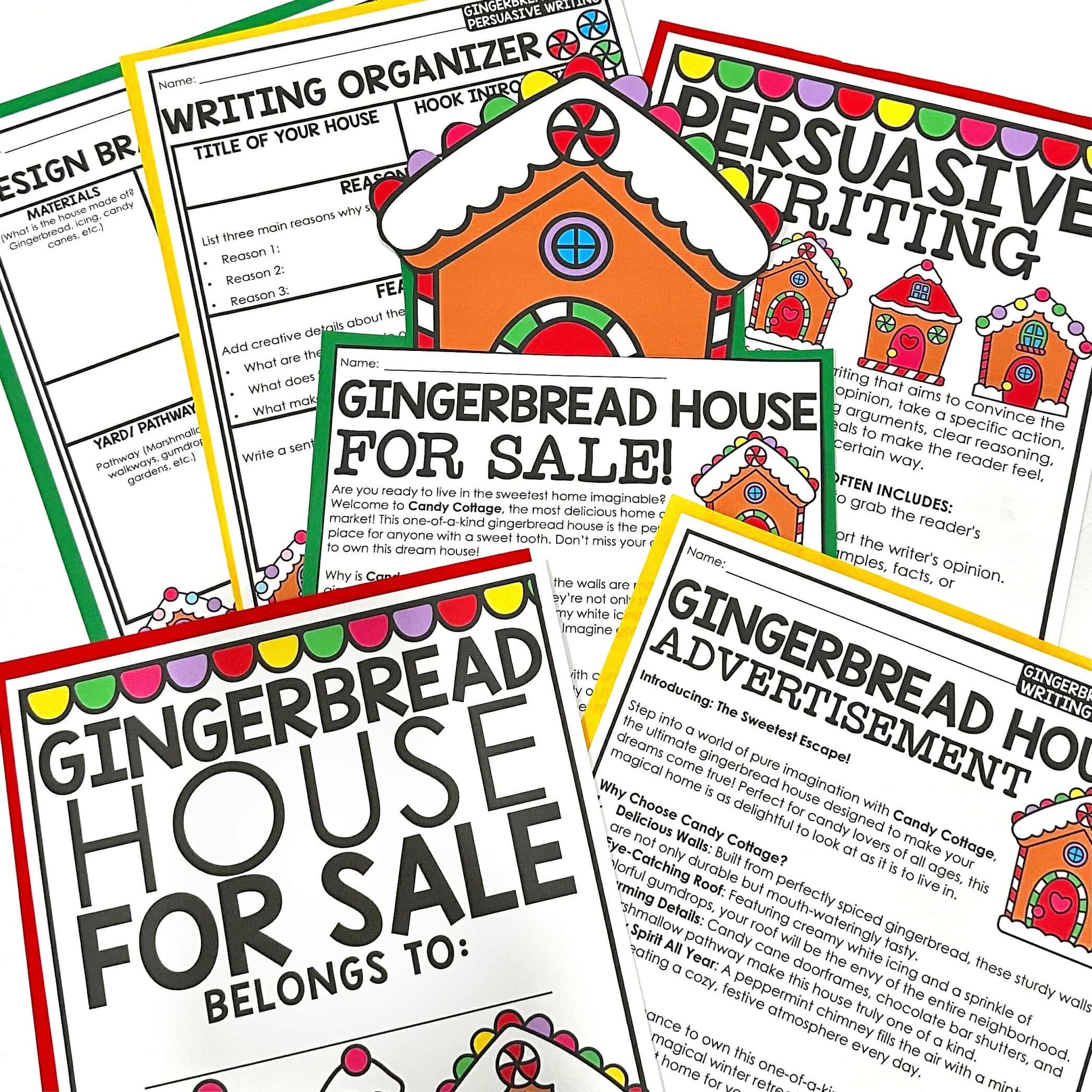 Design and Sale a Gingerbread House Persuasive Writing Project - The ...