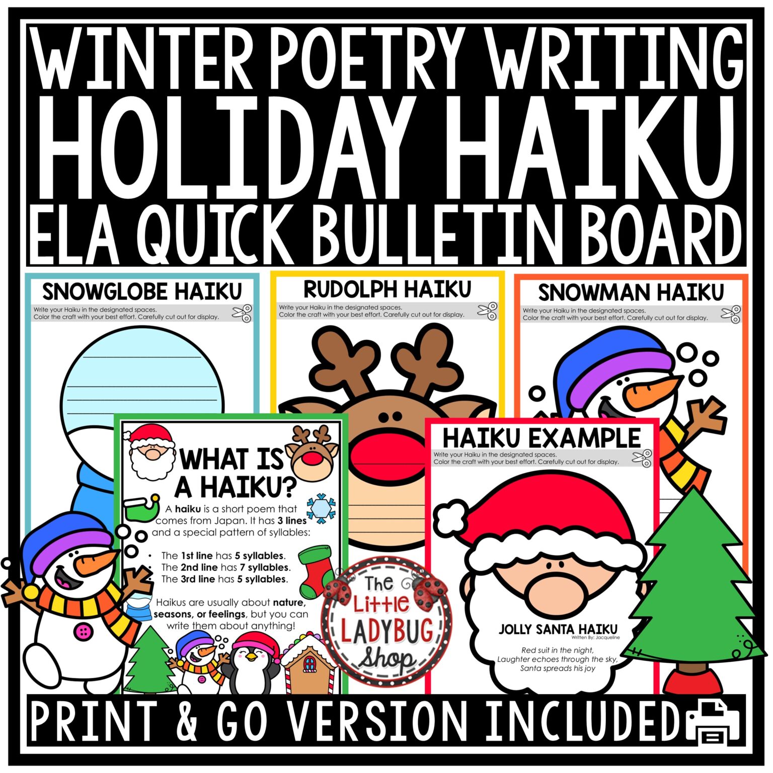 Christmas Winter Haiku Poetry Writing Bulletin Board Ideas - The Little ...