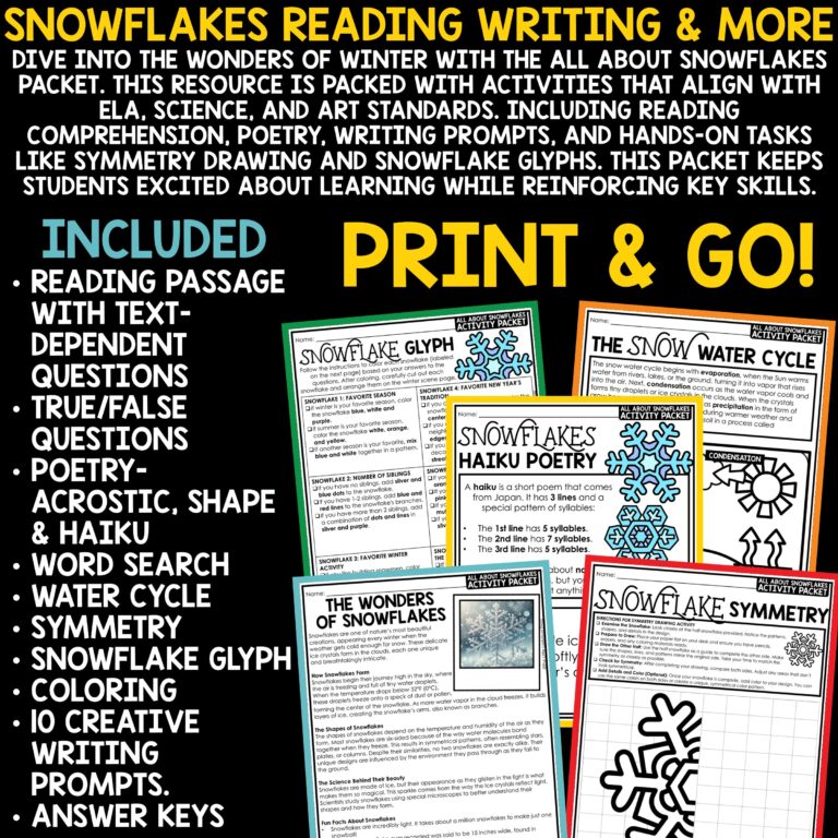 All About Snowflakes Reading Passage Snow Life Cycle - The Little ...