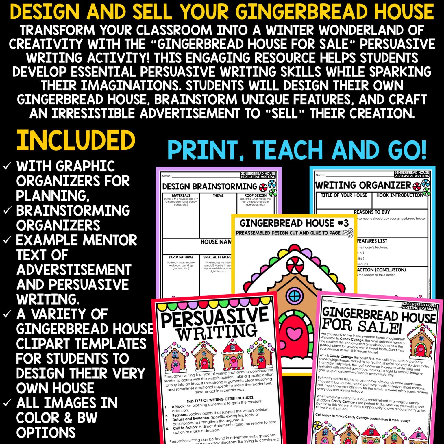 Design and Sale a Gingerbread House Persuasive Writing - The Little ...