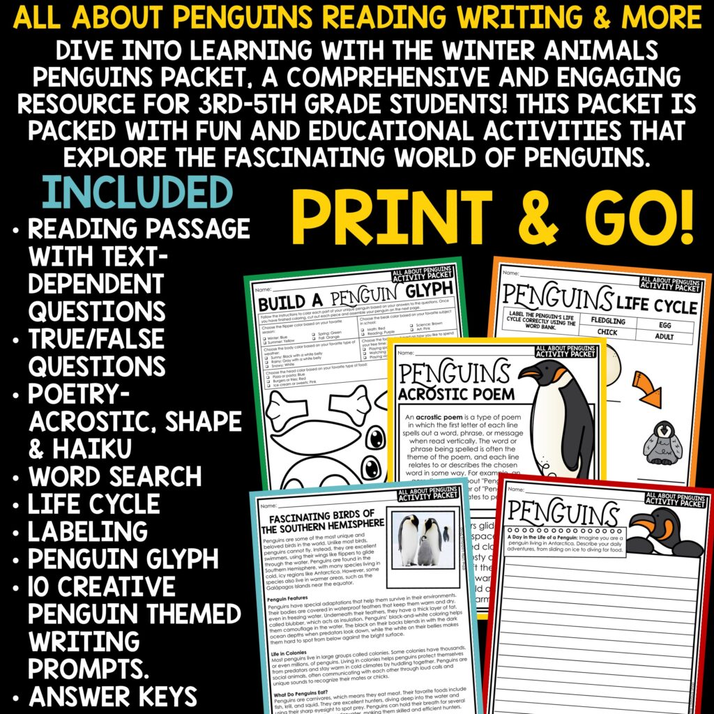 All About Penguins Reading Passage Penguins Life Cycle - The Little ...